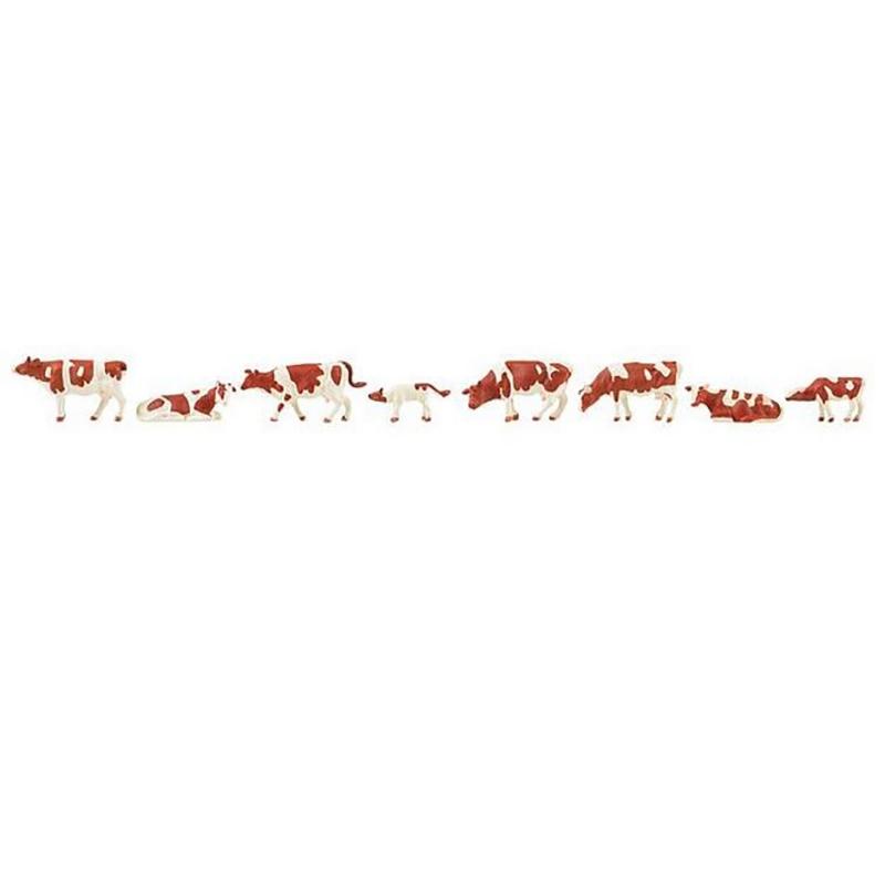 Faller HO/OO Scale Cows Brown/White (8) Figure Set - Dream Steam