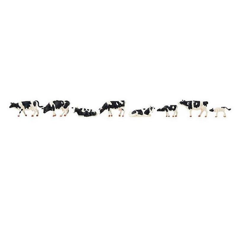 Faller HO/OO Scale Cows Black/White (8) Figure Set - Dream Steam