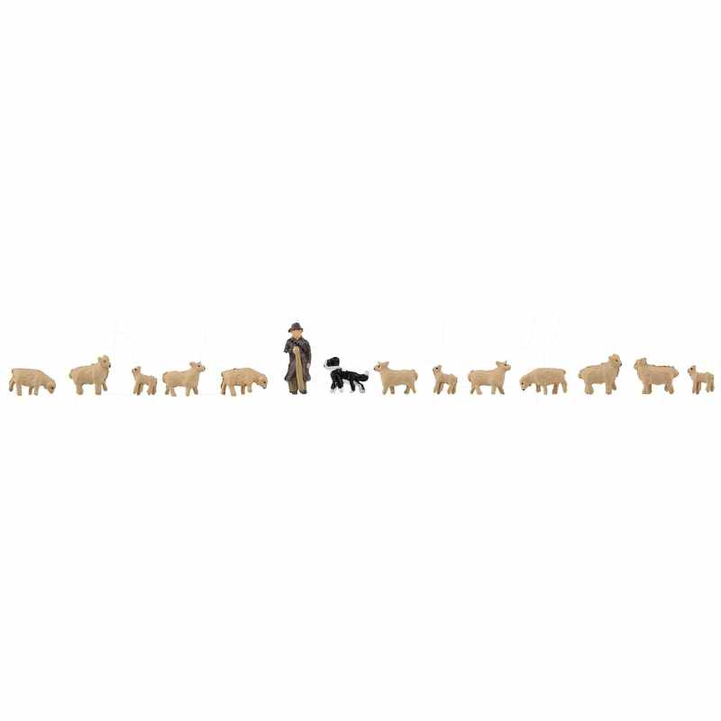 Faller N Scale Shepherd (1) Sheepdog (1) & Sheep (12) Figure Set ...