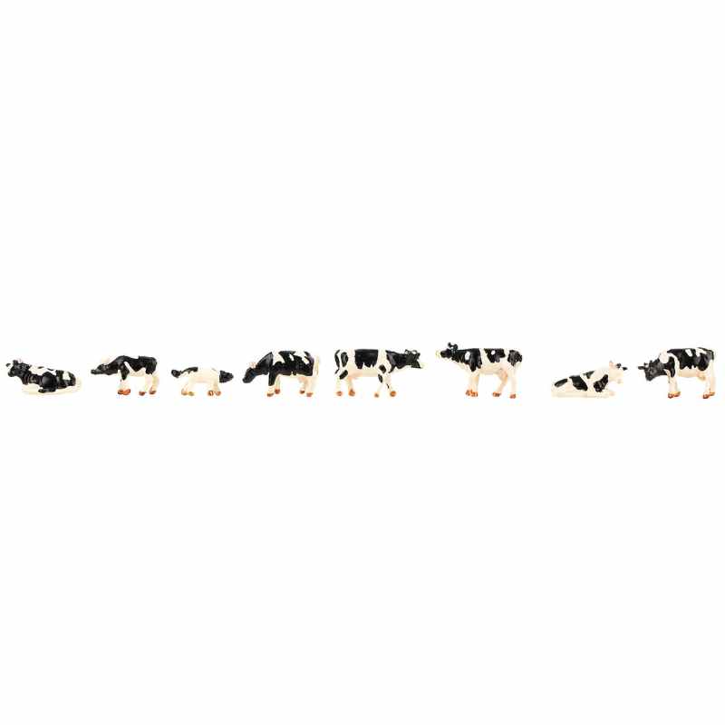 Faller N Scale Black & White Cows (8) Figure Set - Dream Steam
