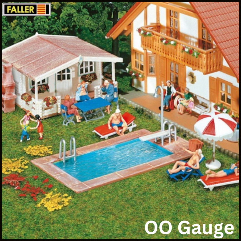 Faller OO/HO Swimming Pool and Summerhouse Kit III - Dream Steam