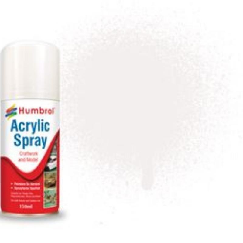 Humbrol No 34 White Matt - 150ml Acrylic Spray Paint - Dream Steam