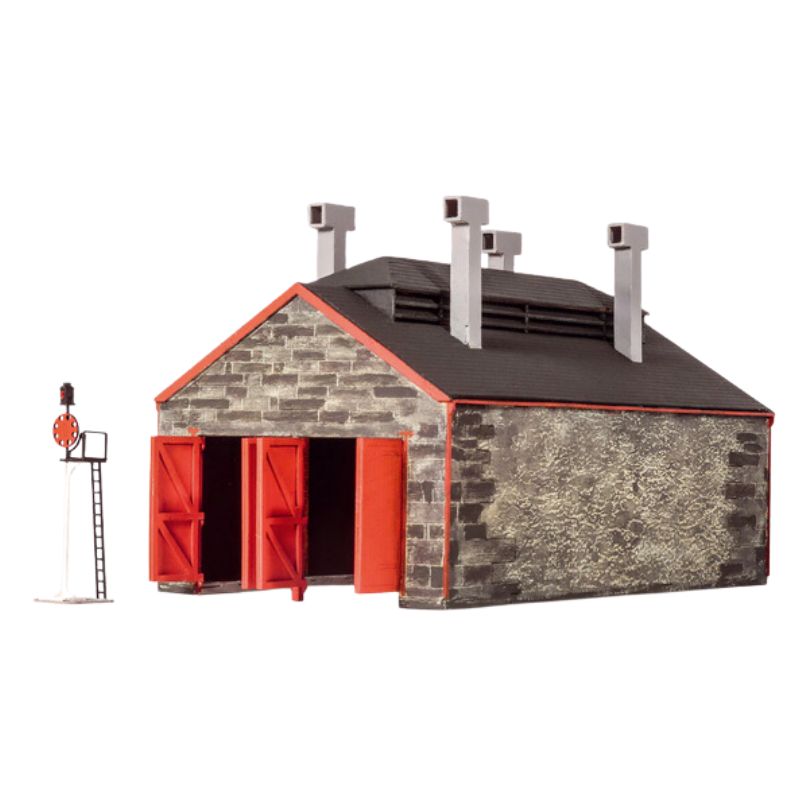 Peco OO/HO/OO-9 Two Road Engine Shed Lasercut Kit - Dream Steam