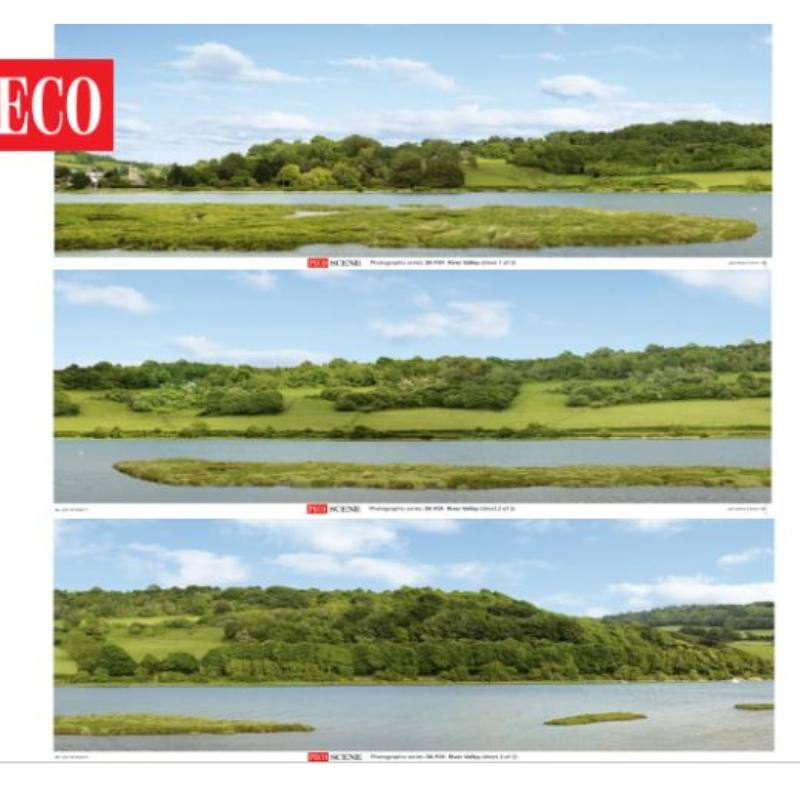 Peco OO Gauge Backscene Photograph,River Valley - Dream Steam